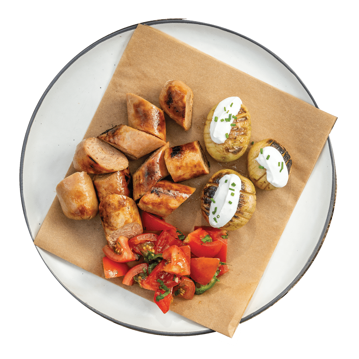 Bratwurst in rode wijnsaus - Redefine Meat