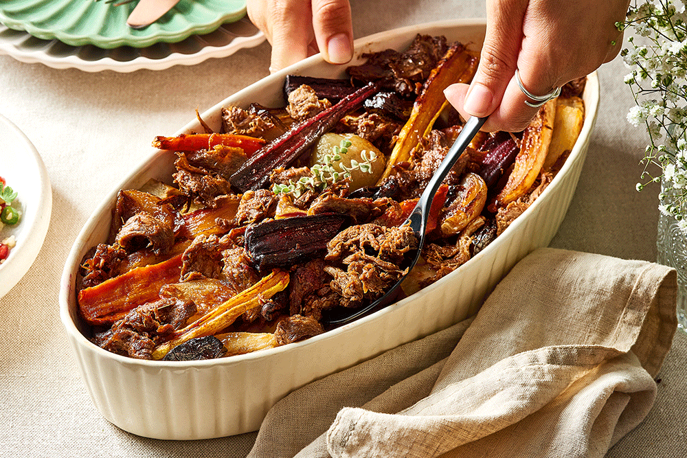 Pulled Beef Asado with Root Vegetables | Redefine Meat